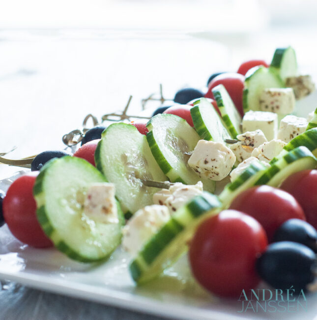 Griekse salade spiesen - Grieks buffet - By Andrea Janssen