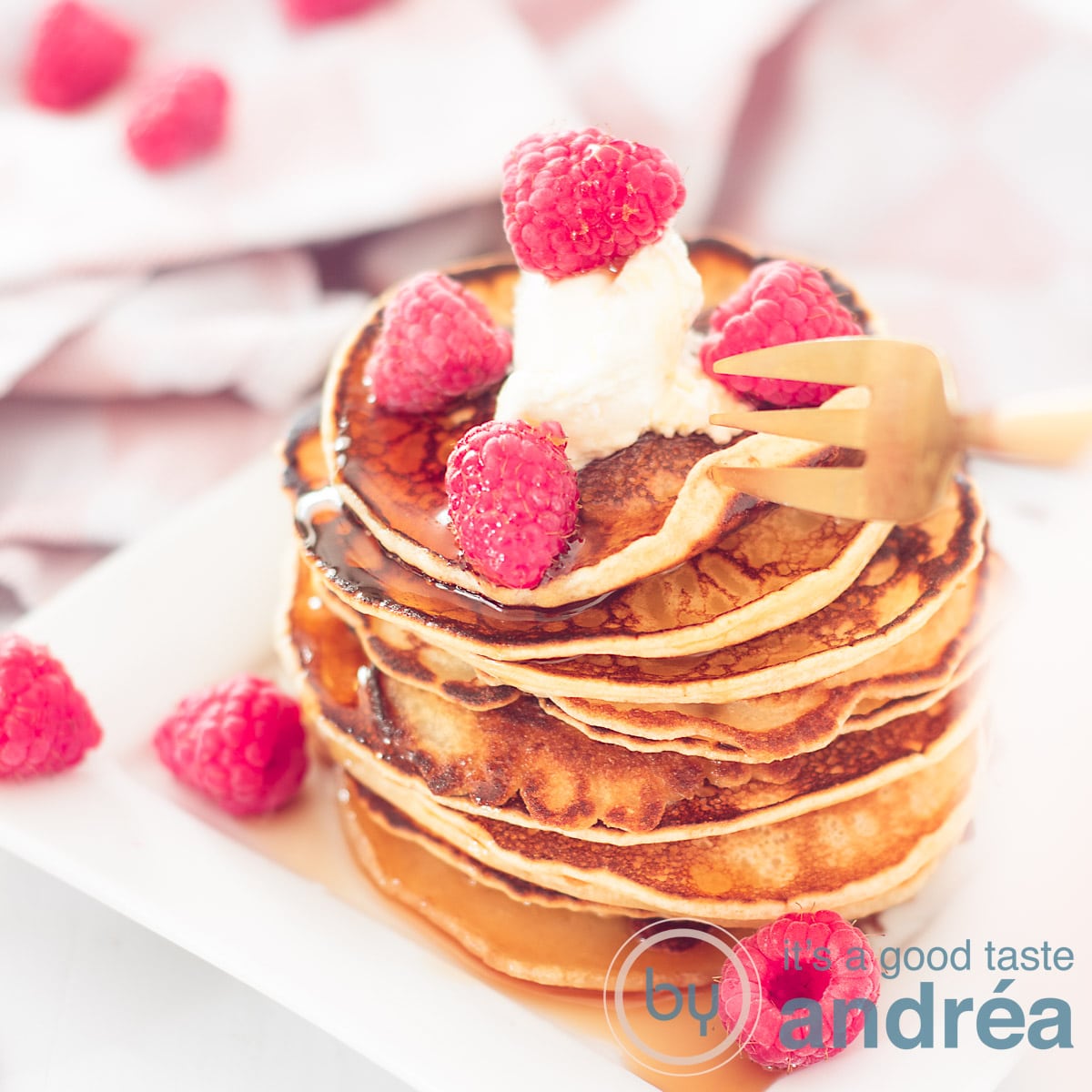 Pancakes with Crème Fraîche and Raspberries - By Andrea Janssen
