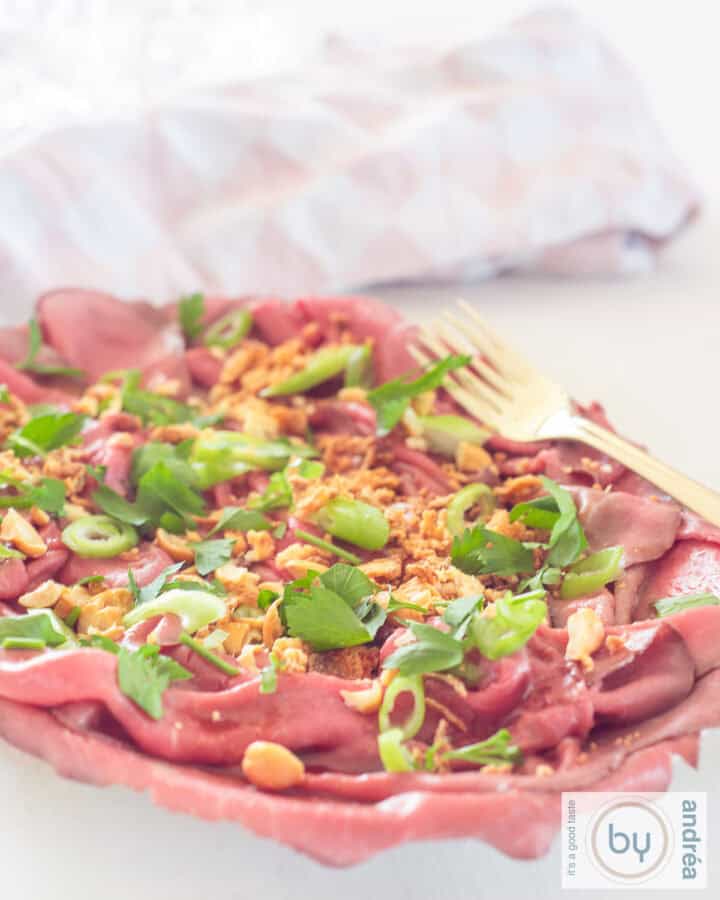Snelle Carpaccio Rosbief Salade met Aziatische Dressing - By Andrea Janssen